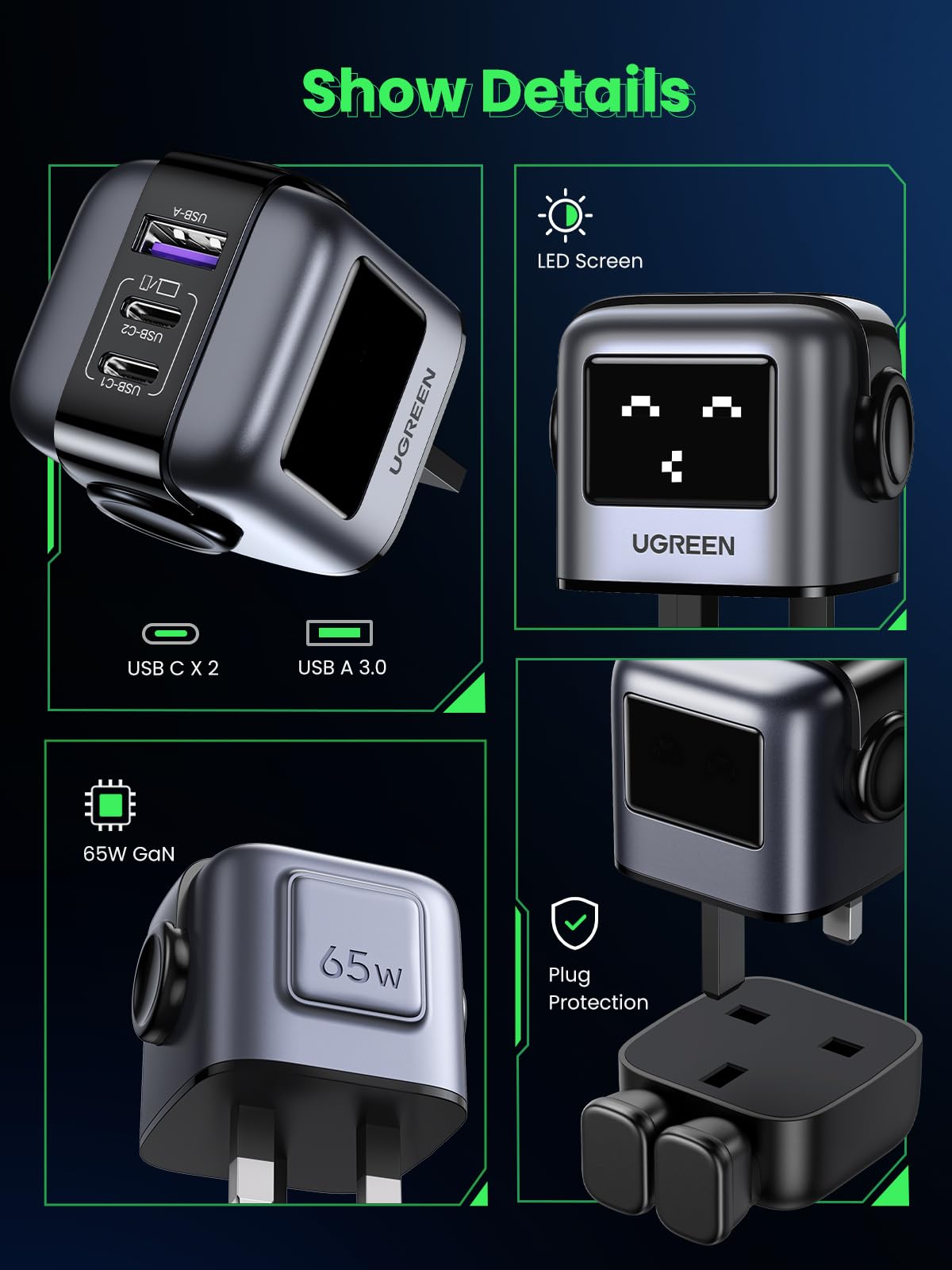 UGREEN Uno Charger 65W (Black) | UGREEN UK