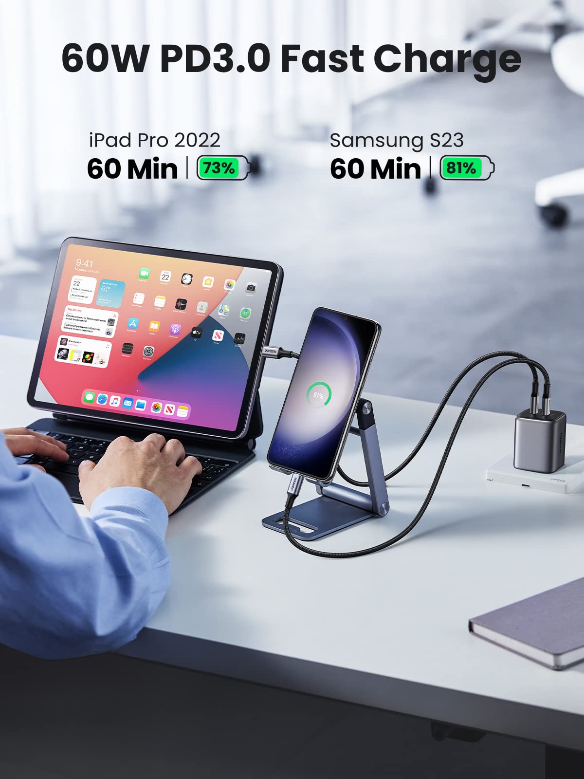 UGREEN 60W USB-C to USB-C Fast Charging Cable (9.8ft) | UGREEN UK