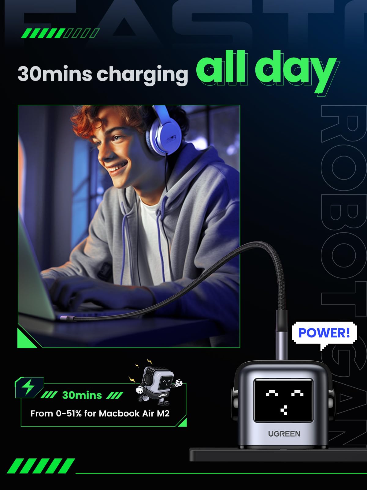 UGREEN Uno Charger 65W (Black) | UGREEN UK