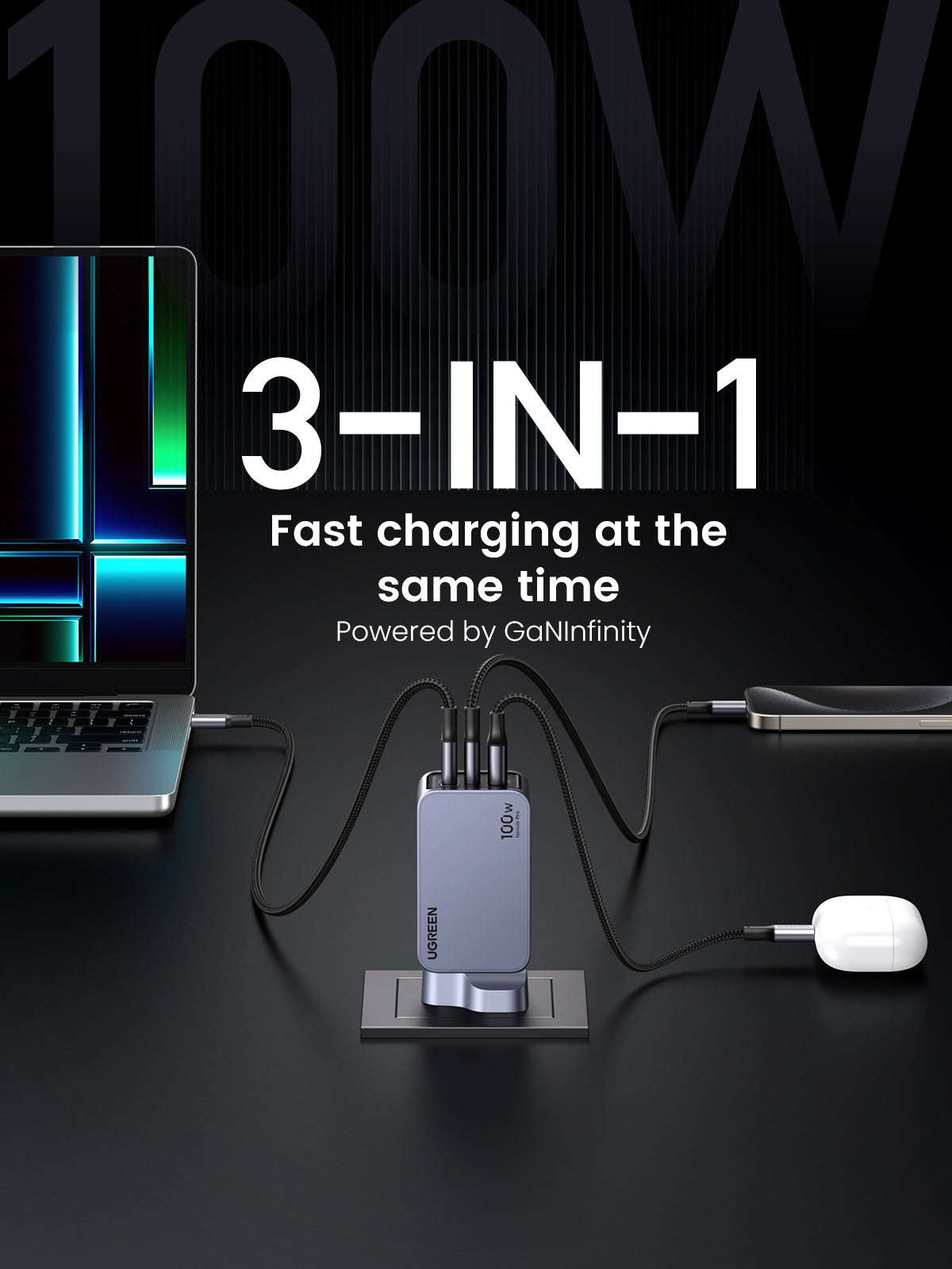 UGREEN Nexode Pro 100W 3-Port GaN Fast Charger | UGREEN UK