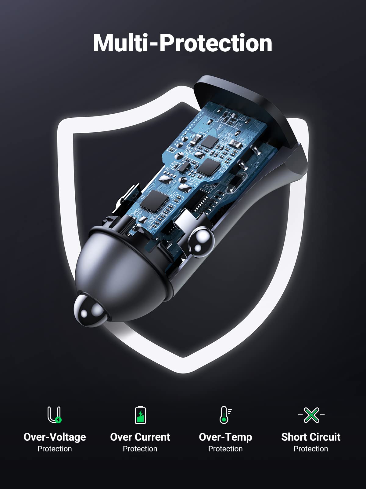 UGREEN 30W PD Car Charger 2 Ports with 60W USB-C Cable | UGREEN UK