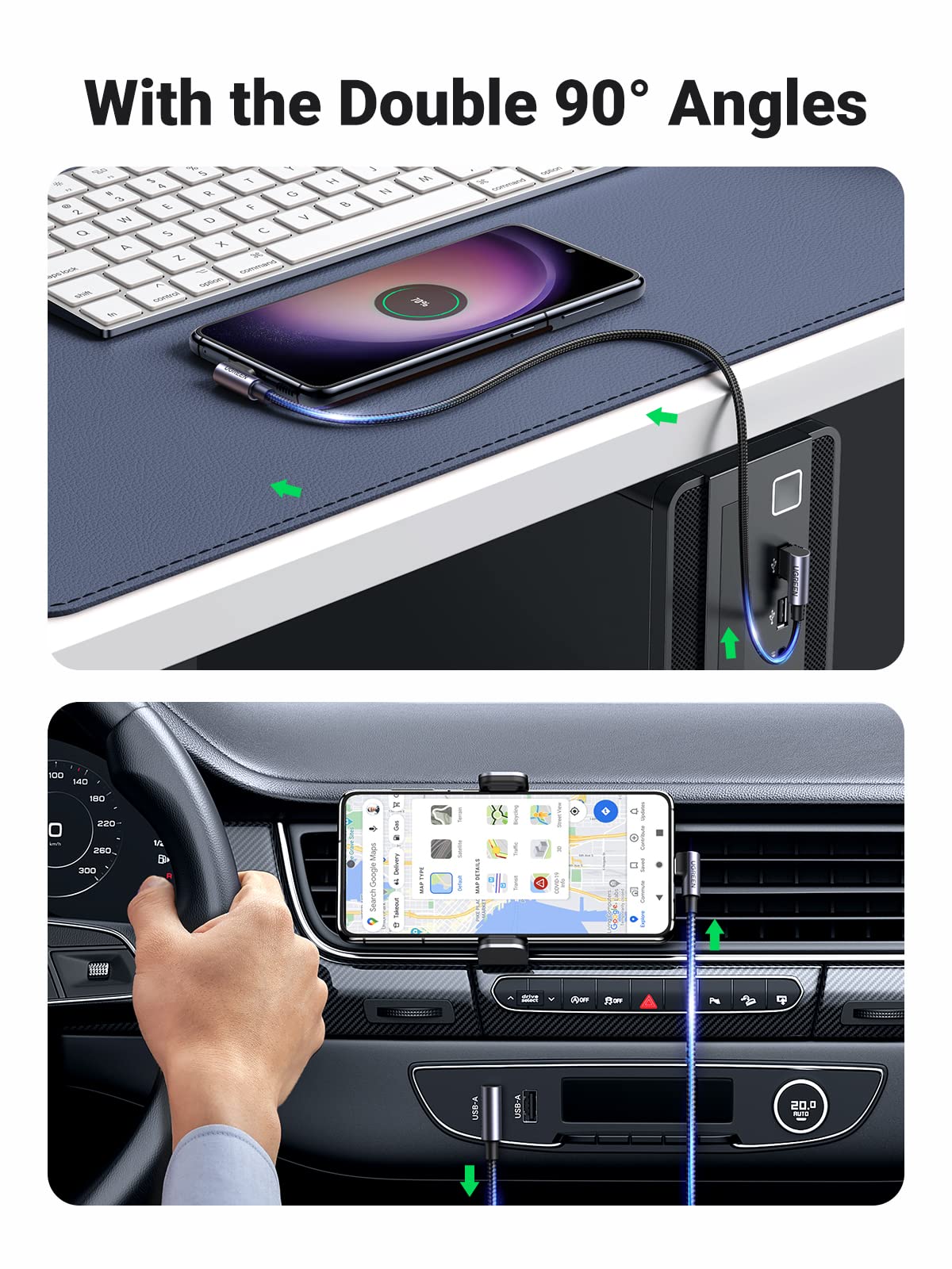 UGREEN USB-A to USB-C (Double Right Angle) 18W Charger Cable | UGREEN UK