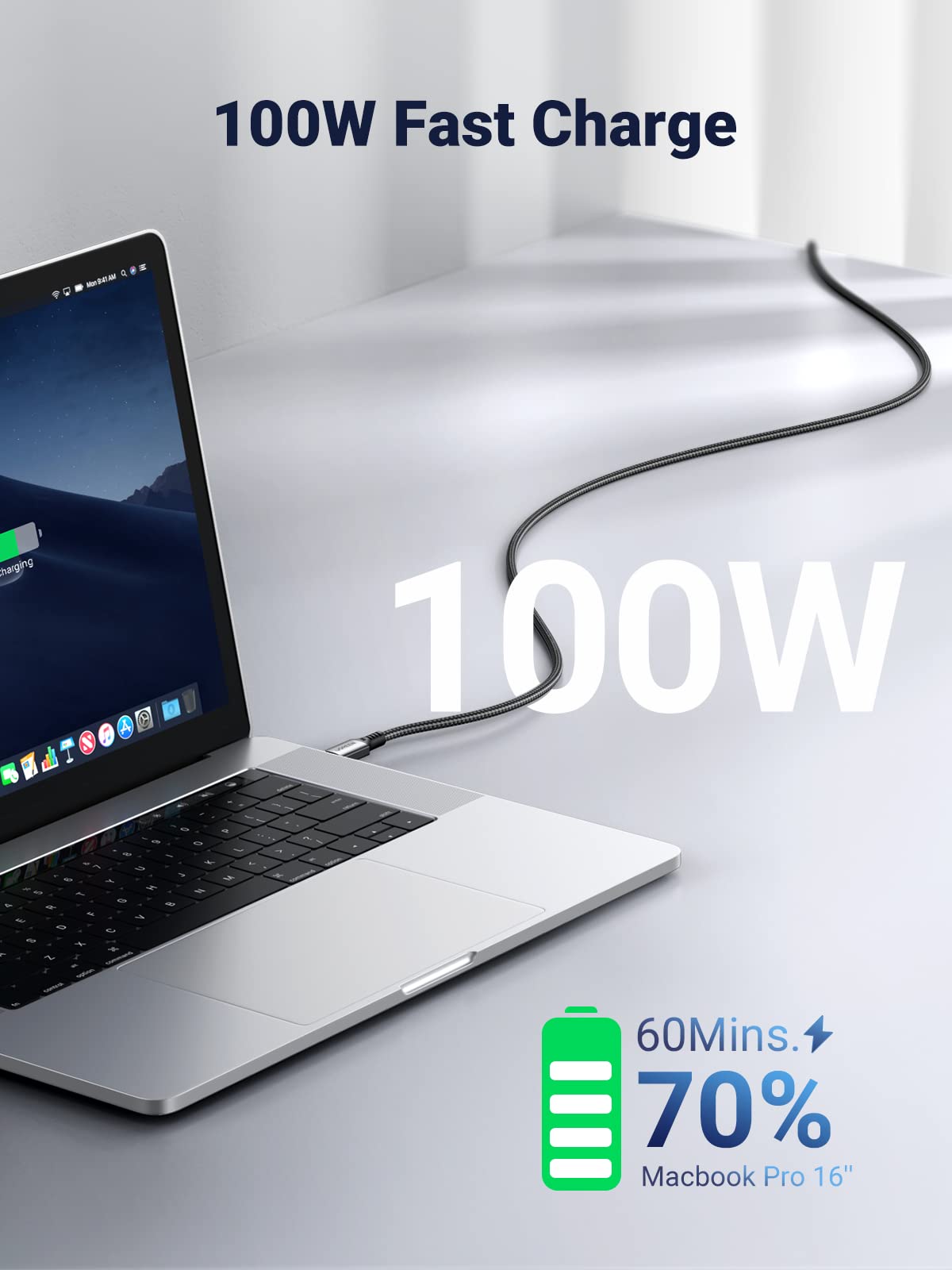 UGREEN USB-C to USB-C 100W 5A Charger Cable (Nylon Braided) | UGREEN UK