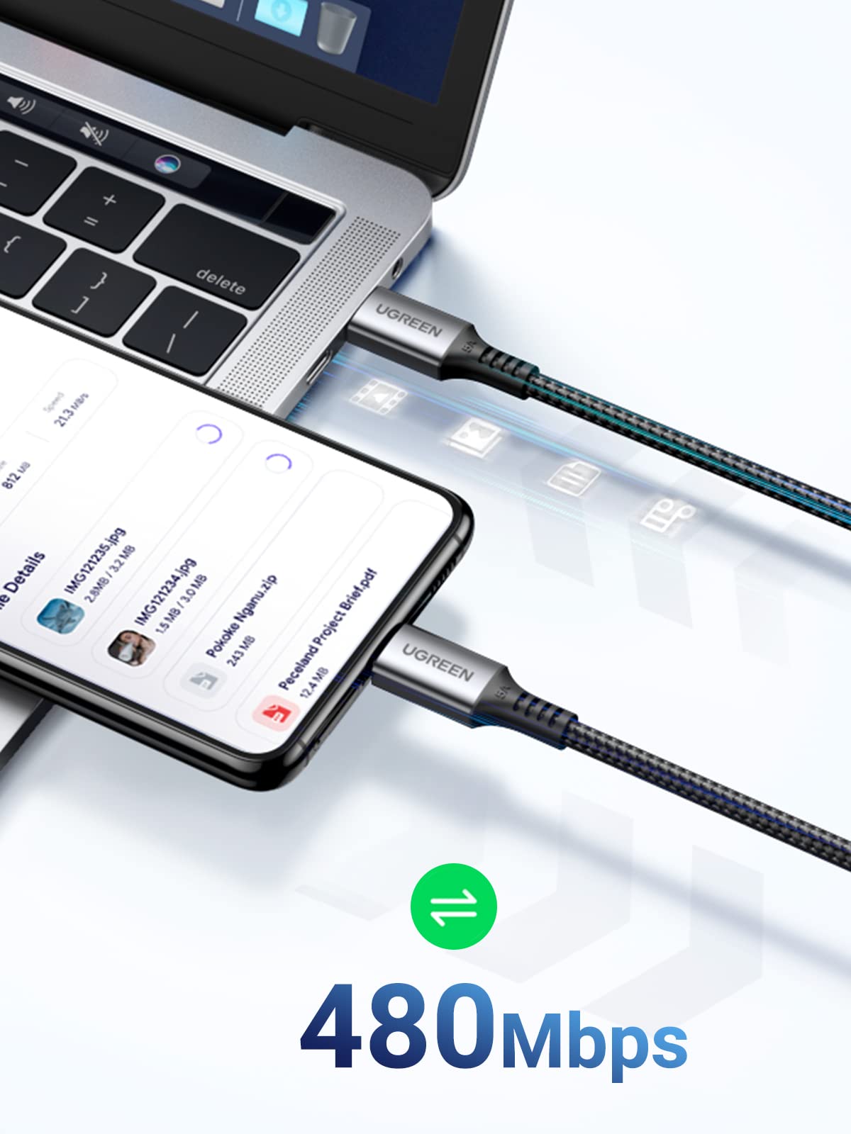 UGREEN USB-C to USB-C 100W 5A Charger Cable (Nylon Braided) | UGREEN UK